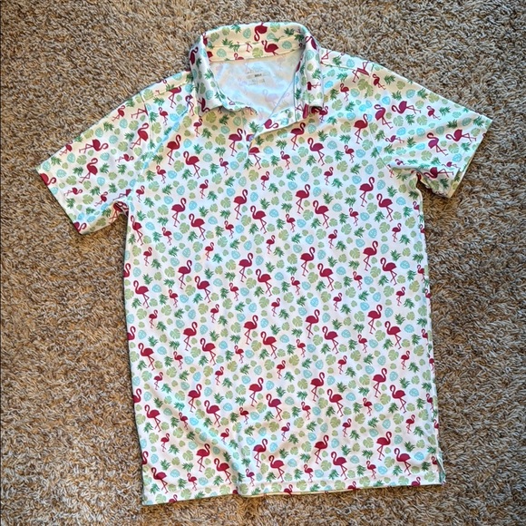 bcg | Shirts & Tops | Bcg Red And Green Floral Polo Shirt | Poshmark